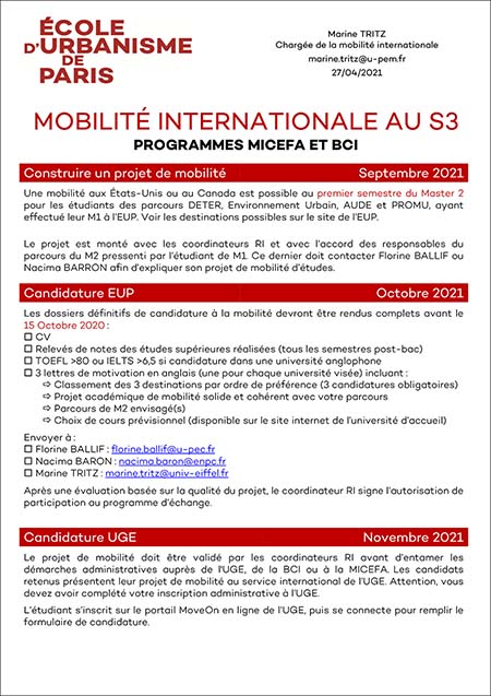 Mobilité académique à l'étranger